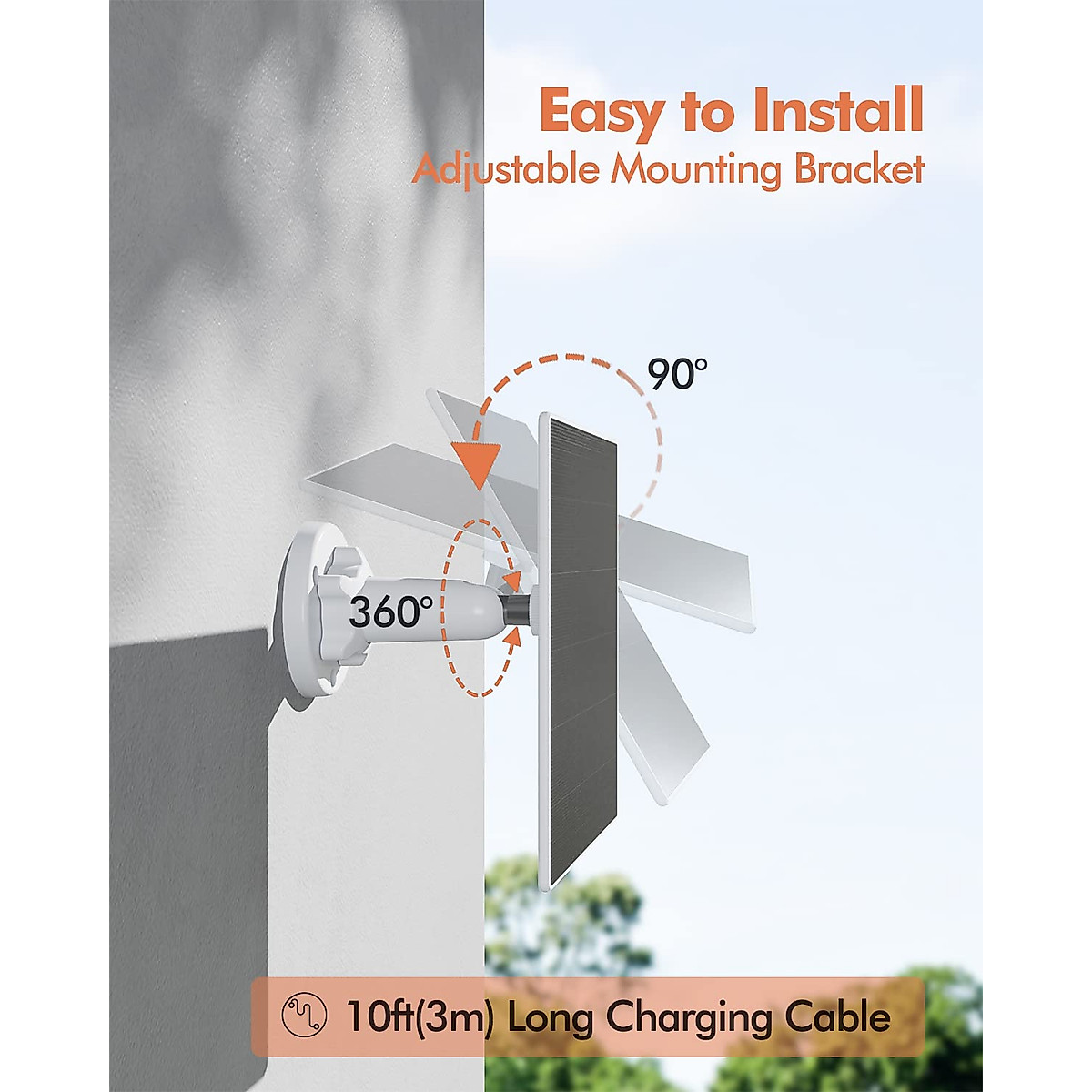Dzees 5W Solar Panel for Wireless Outdoor Security Camera, Compatible with Rechargeable Battery Powered Camera, Continuous Solar Power for Camera, Waterproof, Reliable and Non-Stop Green Charging