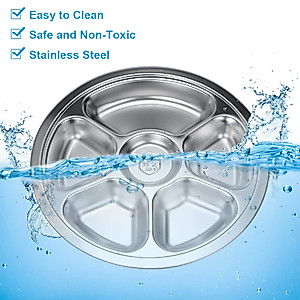 Litewoo Stainless Steel Round Divided Plate 6 Sections