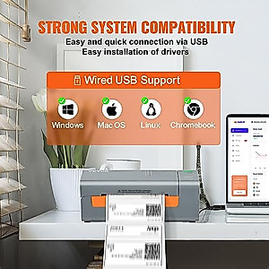 VEVOR Thermal Label Printer, 4x6 Label Printer for Width of 1.57" - 4.25" Labels, w/Auto Label Recognition & Japanese Rohm Printer Head, Compatible w/USPS, Amazon, Ebay, Etsy, UPS etc