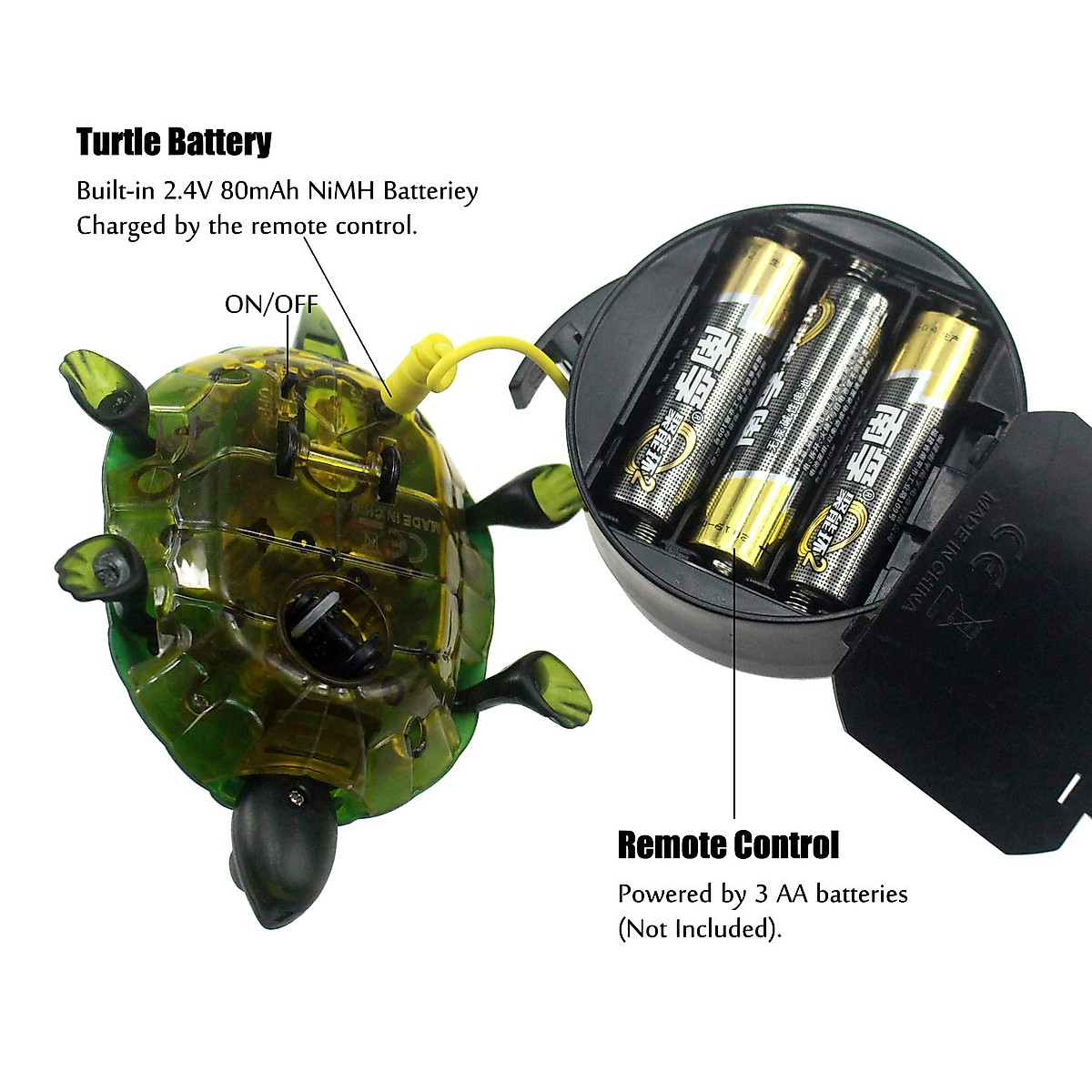 Tipmant RC Turtle IR Remote Control Tortoise Crawl Fake Electric Animal Toy Realistic for Toddler Kids Birthday Gifts (Green)