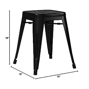 EdgeMod Trattoria 18 Inch Metal Side Dining Chair and Bar Stool in Black (Set of 4)