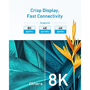 Anker HDMI 2.1 Cable 8K@60Hz,6FT Ultra HD 4K@120Hz HDMI to HDMI Cord,48 Gbps Certified Ultra High-Speed HDMI Cable,Compatible with PlayStation 5,Xbox,Samsung TVs,and More