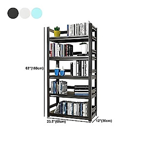 KWOKING Rectangle Standard Bookshelf Scandinavian Metal Bookcase Office Bookshelf Multi-Layer Picture Book Rack Balcony Storage Shelf Wrought Iron Bookcase Floor Shelf Black 23.6" L x 11.8" W x 63" H