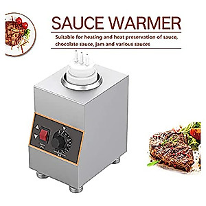 Commercial Electric Sauce Warmer Topping Dispenser Cheese Dispenser Warmer with 650ml Bottles Hot Fudge Caramel Jam Sauce Heated Pump Dispenser 30-85℃ Adjustable,1Grid