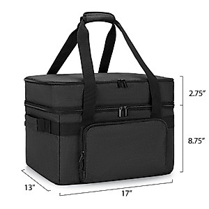 LUXJA Indoor Grill Carrying Bag with Bottom Pad Compatible for Ninja Sizzle GR101 Smokeless Grill, Double Layer Electric Grill Bag with Plates Section (Bag Only), Black