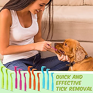 Kittmip 24 Pcs Tick Remover Plastic Tick Remover Tools Tick Puller Removal Tick Grabber for Dogs Cats Humans, 3 Sizes (Blue, Green, Orange, Rose Red)