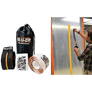 RE-U-ZIP® Heavy-Duty Reusable Dust Barrier Zipper | Starter Kit | Patented Hook & Loop System | Cost-Effective & Reliable | Lockable Safety Feature