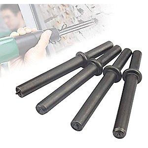 Eau 4 Pcs Pneumatic Air Rivet Hammer Set, Heavy Duty Shank 0.401 Air Hammer Bits Tools Kit.