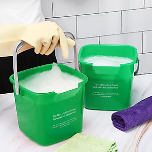 Yaomiao 4 Pcs Cleaning Bucket 3 Quart Small Sanitizing Square Bucket Detergent Pail with Measurements Spout and Handle for Home Commercial Use Restaurant Kitchen Office School (Green)