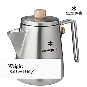 Snow Peak Field Barista Kettle - Stainless Steel Kettle for Camping, Backpacking & At-Home Use - Lightweight Kitchen Camping Essentials - Durable Kettle for Tea & Coffee