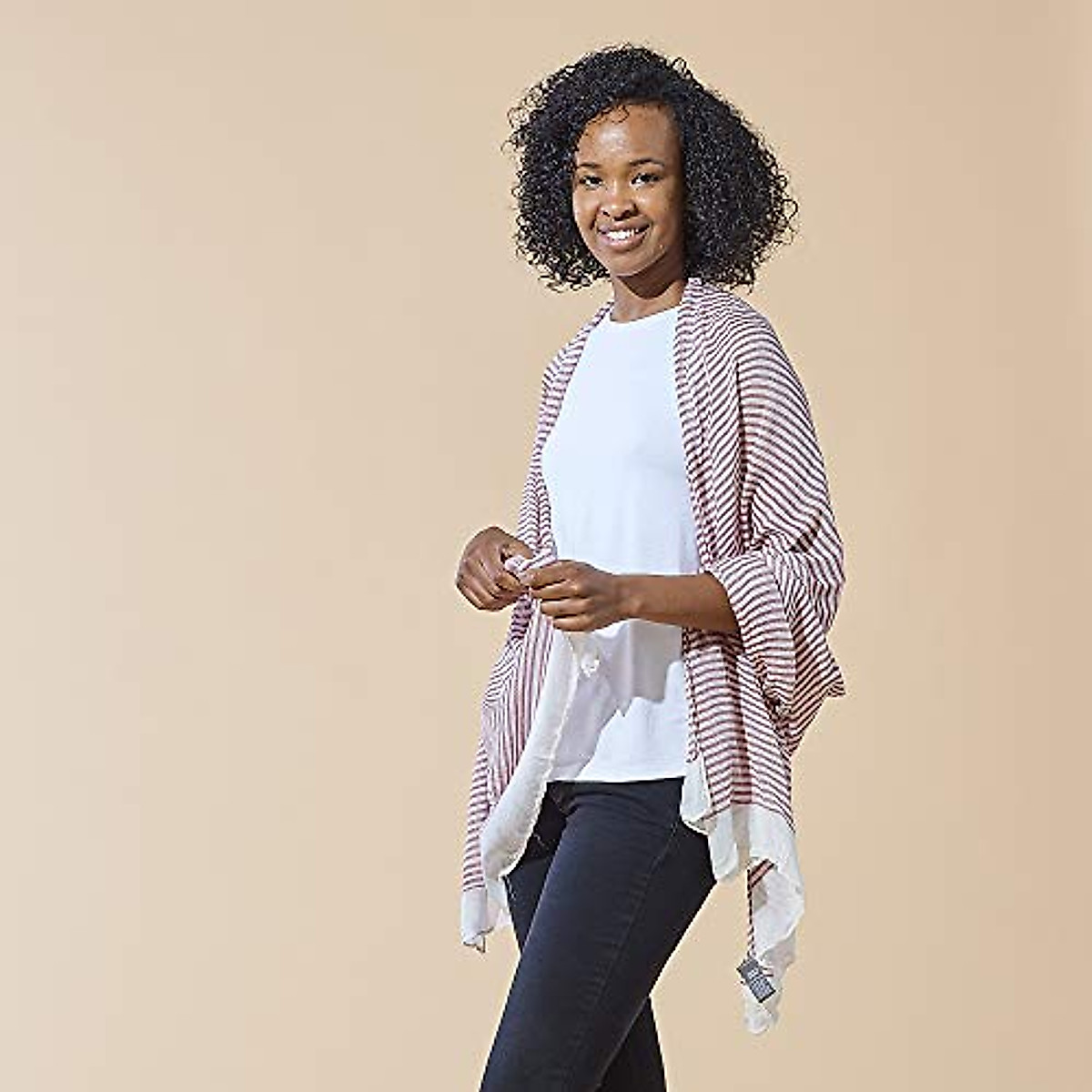 Hadley Wren Women's Lightweight Summer Insect Shield Scarf, Red Stripes, One Size