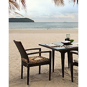 Leopard Print Chair Cushion Covers, Removable Stretch Non-Slip Chair Seat Covers, Washable Elastic Furniture Slipcovers Protector Indoor Outdoor Use 2 Pieces, Brown Animal Texture High Heels