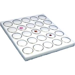 FindingKing 25 White Foam Gem Jars Gemstone Storage Display Tray Insert