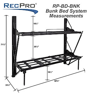 RecPro Double Folding RV Bunk Bed with Safety Rail (with Bunk Mattress)