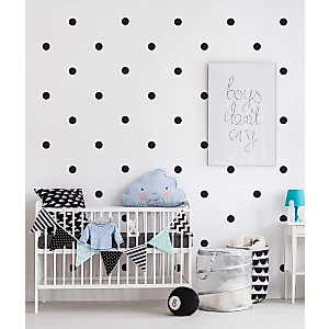 StickerDeen | Polka Dot Circles Round Shape Style Decoration Removable Wall Art Vinyl Decal Stickers | (Pack of 112) (Black)