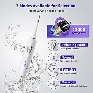 Roilpet Dog Teeth Cleaning Kit, Dog Plaque and Tartar Remover with Dog Finger Toothbrush, Rechargeable Sonic Electric Dog Tooth Scraper & Brushing Kit for Dog, Pet