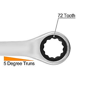 KINJOEK 7 PCS 6 mm 7mm 8mm 9mm 10mm 11mm 13 mm 12PT Ratchet Wrench set, Metric Ratcheting Wrench Set with 5° Movement and 72 Teeth for Projects with Tight Space