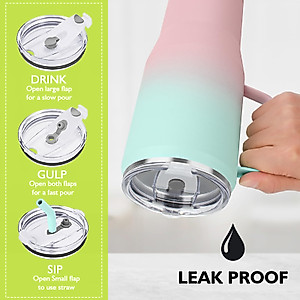 Zukro 50 oz Mug Tumbler With Handle And Straw, Vacuum Insulated Stainless Steel Large Travel Water Cup with Lid,Fit in Cup Holder,No Sweat,Keep Drinks Cold Up To 30 Hours, Dishwasher Safe