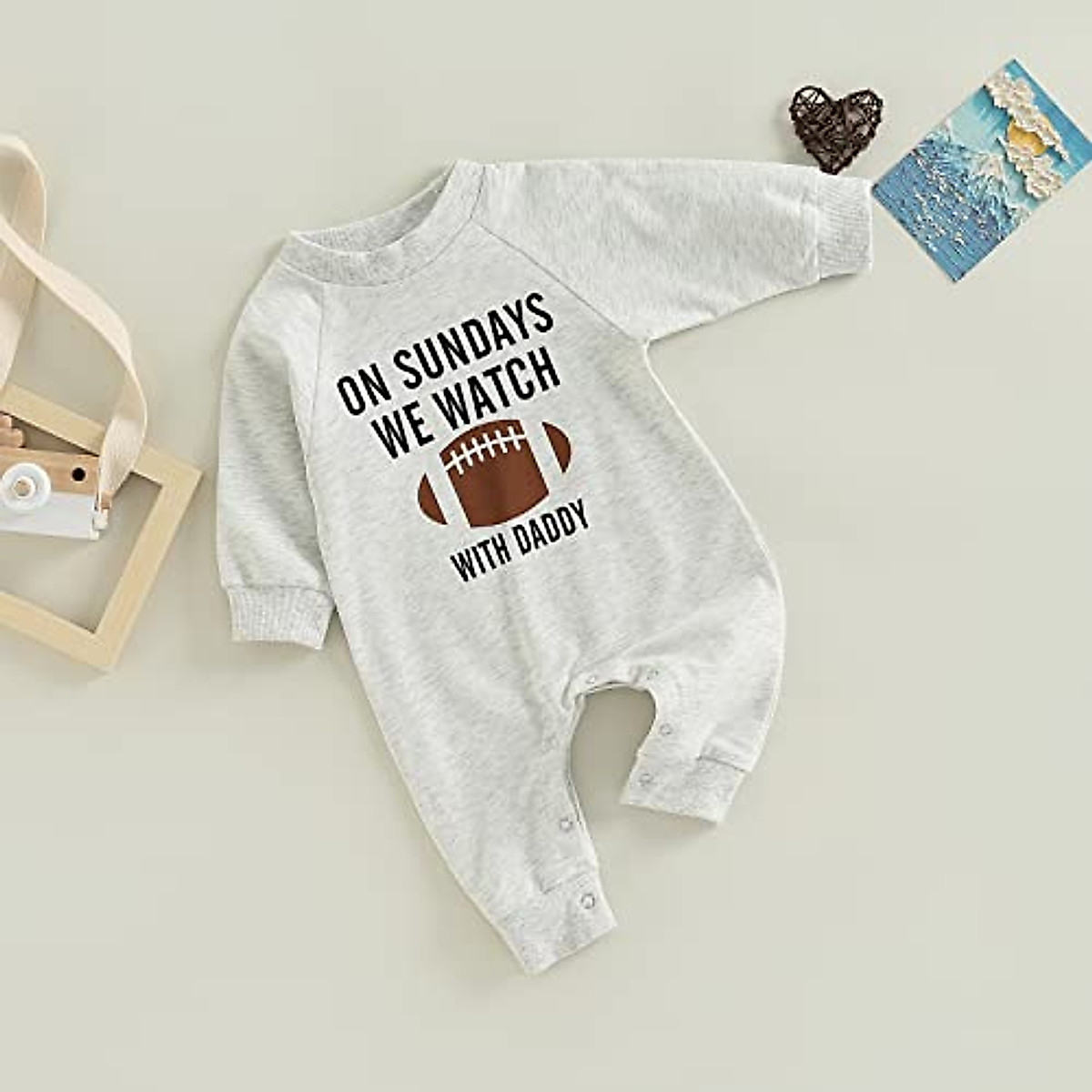 Infant Baby Boys Girls Football Season Jumpsuit Watch Football with Daddy Funny Romper Playsuit Sweatshirt (with Daddy, 3-6 Months)