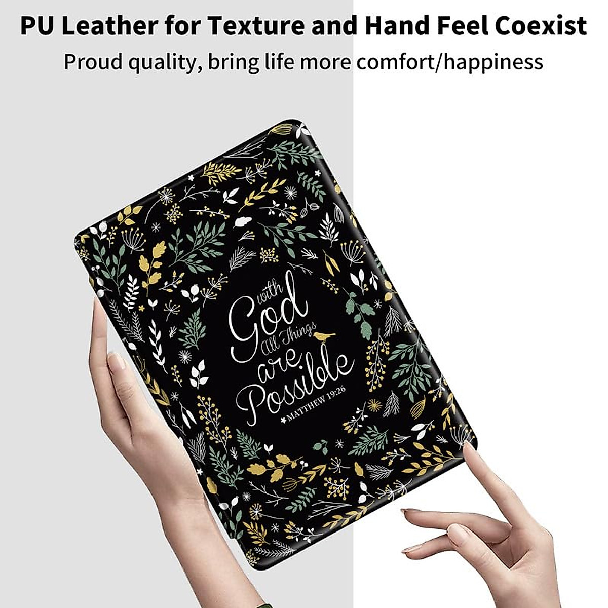 EDGFRTOIO for Galaxy Tab S8 2022 Case/Galaxy Tab S7 Tablet Case 2020 11", Slim Folio Stand Multi-Angle Auto Sleep/Wake Leather Cover for Samsung Galaxy Tab S8 11 Inch, Bible Quote Matthew 19:26