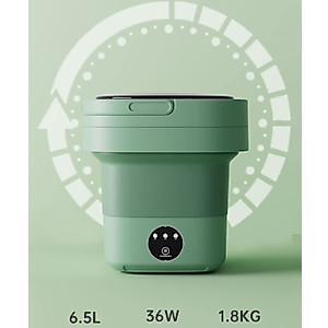 6.5L Folding Washing Machine，Mini 3 Modes Deep Cleaning Portable Clothes Washer and Dryer with Touch Screen and Drain Basket for Camping,Socks,Baby Clothes