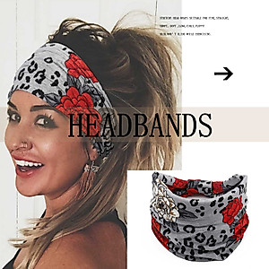 Acenail Wide Headbands Knotted Turban Headband Elastic Non Slip Hairbands Floral Workout Head Bands Yoga Cotton Hair Scarfs Boho Head Wraps Fashion Hair Accessories for Women 4Pcs(Gorgeous)