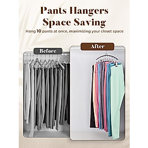 HOUSE DAY Legging Organizer for Closet, Metal Yoga Pants Hanger 2 Pack w/10 Clips Holds 20 Leggings, Space Saving Hanger Closet Organizers and Storage, Clips Hanger for Pants, Skirts, Hats, Black