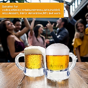 Irrmshr 30 Pcs Mini Plastic Beer Mugs,1 oz Clear Plastic Beer Glasses,Shot Glasses with Handles,Reusable Beer Stein Tasting Glasses Whiskey Juice Cups for Drinking Beer Festival Party BBQ