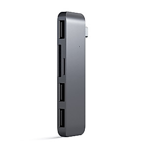 Satechi Aluminum Type-C USB 3.0 3-in-1 Combo Hub Adapter - 3 USB 3.0 Ports and Micro/SD Card Reader - Compatible with 2022 iPad Air M1, 2021 iPad Pro M1, 2020 MacBook Pro/Air M1 (Space Gray)