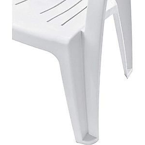 Global Industrial Outdoor Stacking Chair, Resin, White, Lot of 4