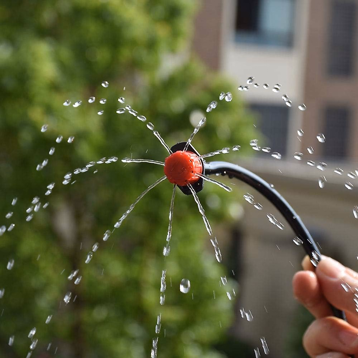 Kalolary 200Pcs Adjustable Drip Irrigation Emitters, 1/4Inch Adjustable Micro Drip Irrigation System Watering Sprinklers Anti-Clogging Emitter Dripper Red Garden Supplies