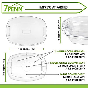 7Penn Acrylic Appetizer Serving Tray - 4 Compartment Transparent Chilled Serving Platter with Flip-Over Ice Tray Lid
