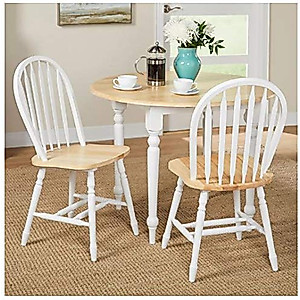 Target Marketing Systems, Inc. Set of 2 Carolina Windsor Classic Farmhouse Style Dining Chair (White/Natural)