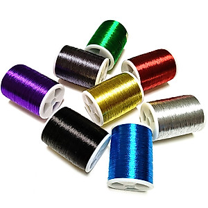 (8pcs*240yd) Kalavarma 240 Yards 220M Metallic Wrapping Thread for Fishing Rod Guide 8 Color