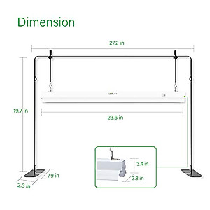 iGrowtek 2ft Grow Light for Seed Starting,LED Grow Lamp for Indoor Plants,Seedling Grow Light with Stand,Seed Starter Light Kit with Natural White Spectrum,Height Adjustable,Iron Frame,ON-Off Switch