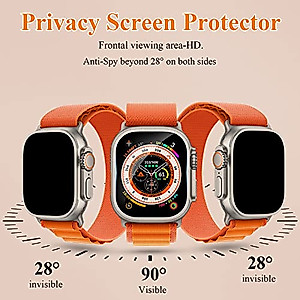 [ 3 Pack ] YMHML Privacy Screen Protector Compatible for Apple Watch Ultra 2 / Ultra 49mm, Tempered Glass Anti-Spy Waterproof Anti-Scratch Bubble-Free Film for iWatch Ultra Accessories