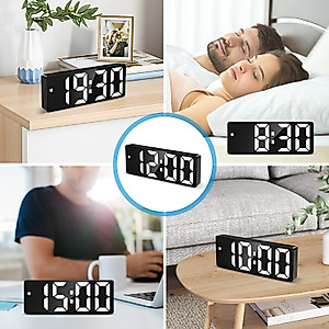 Digital Alarm Clock, [Upgraded Version] LED Clock for Bedroom, Electronic Desktop Clock with Temperature Display, Adjustable Brightness, Voice Control, 12/24H Display for Home, Bedroom, Office