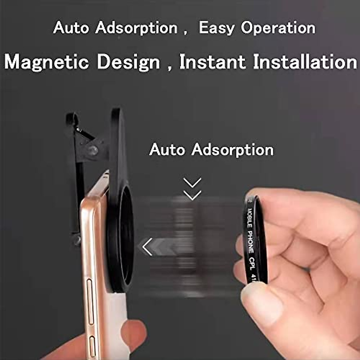 Kase 41mm Clip on Phone Magnetic CPL Filter Kit Includes Polarizer Filter, GND1.2 Filter, Lens Clip for iPhone 14 13 12 11 8 7 XR X XS, Android Smartphone