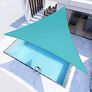 Windscreen4less Terylene Waterproof Sun Shade Sail UV Blocker Triangle Sunshade Patio Canopy Sail 12' x 12' x 12' in Color Turquoise 260GSM