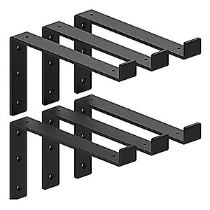 Shelf Brackets12 Inch Lip Brackets for Shelves, Industrial Forged Steel Floating Shelf Bracket, Handcrafted Forged Heavy Duty Rustic Black Shelf Brackets, Raw Metal/Steel Floating Shelf 6 Pack（11.25“）