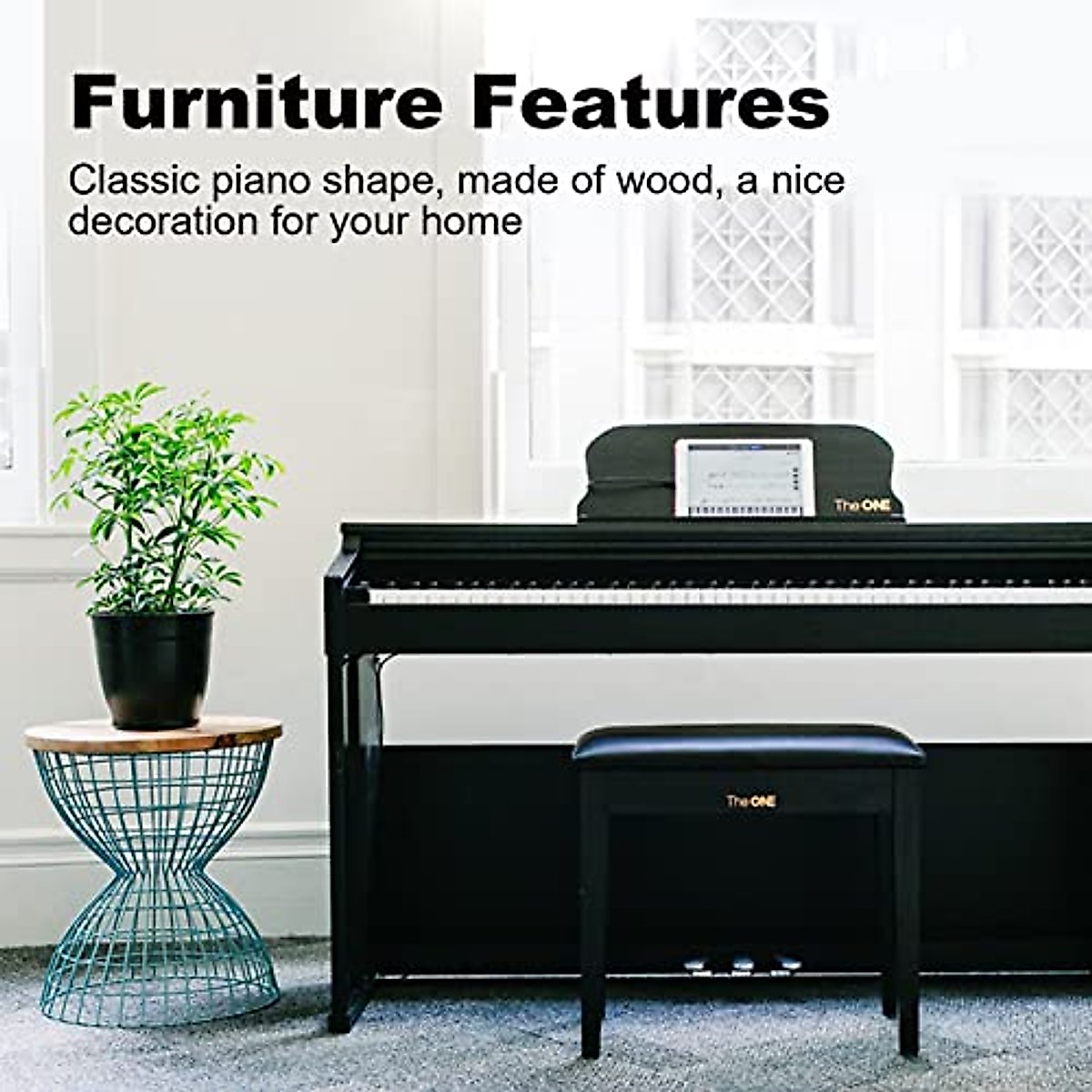 The ONE Lighted-up Digital Piano, Smart Teaching Piano Keyboard with 88 Hammer Action Keys for Beginner/Adult, Full Size Weighted Keyboard with 3 Pedals/Free APP/Bluetooth/MIDI/Headphone Output