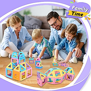 54 PCS Magnetic Blocks, Toddler Toys for 3+ Year Old Girls & Boys, Magnetic Tiles Castle Building Blocks Princess Toys, Birthday Gifts for 3 4 5 6 7 8 Year Old, Learning STEM & Sensory Toys for Kids