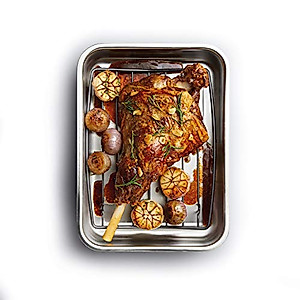 MasterClass KCMCTRAYNS26 26 x 20 cm Non Stick Roasting Rack, V Shaped, Carbon Steel, Silver