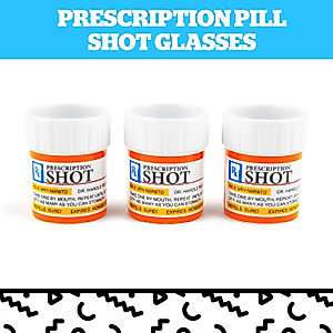 BigMouth Inc Prescription Pill Bottle Shaped Shot Glass Set, Funny Novelty Shot Glasses, 3-Pack, 2 fluid ounces