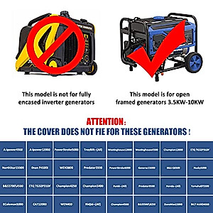 GEHENG Generator Running Cover,100% Waterproof Generator Cover,With Stand,Universal Kit,Fits Most 5500W-15000W Framed Generators,for Westinghouse, Champion, DuroMax, Generac and More,38"x28"x25",grey.