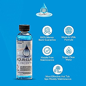 Aqua Clarity Hot Tub Cleaner Concentrate, Most Effective Premium Water Care Healthy Hot Tub Maintenance for 1 Year, Works with All Sanitizers and Enzymes, Say No to Harsh Hot Tub Spa Chemicals 6 oz