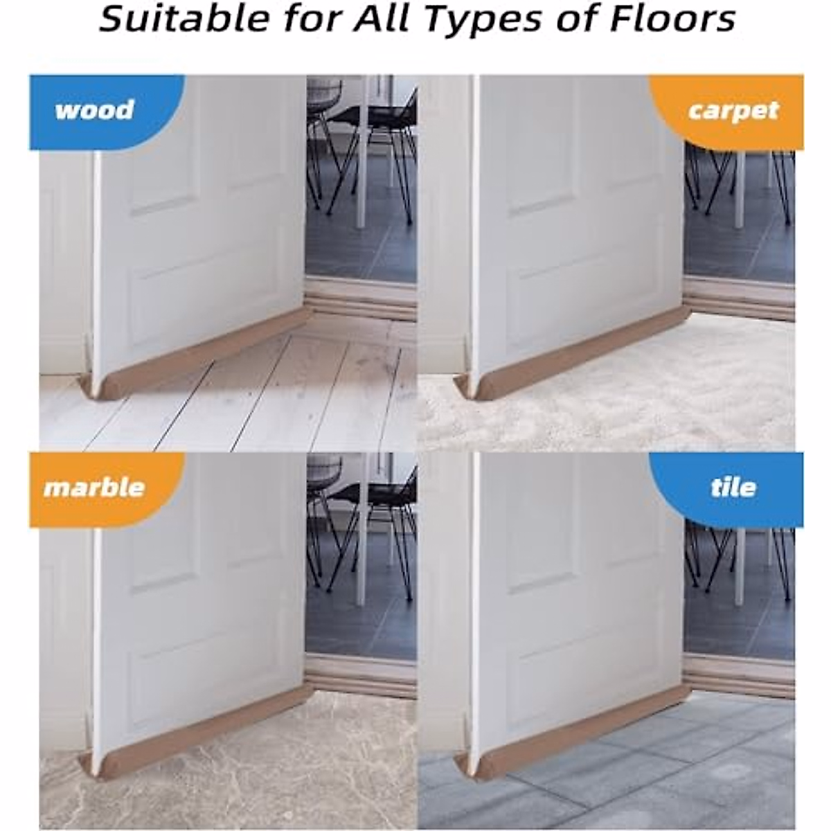 Shalmid Home Under Door Draft Stopper, 24 to 38 Inch Adjustable Draft Stoppers, Blocks Dust Wind Light Noise (Coffee Stripe)