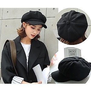 Newsboy Hats for Women, Women Newsboy Hat Trucker Hat Beret Newsboy Caps Retro Fashion Winter Hats for Women 2023 A Black