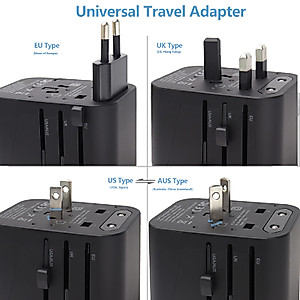 LOVE BEIDI Travel Essentials, International Travel Adapter for European US UK AUS JP, Universal Travel Adapter Plug Adapter Wall Charger with 4 USB Charging Ports for Men Women