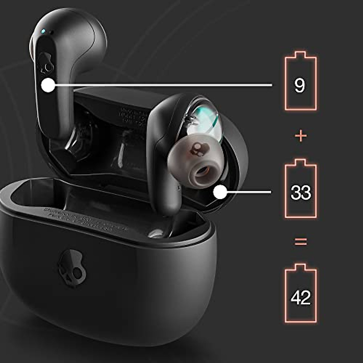 Skullcandy Rail In-Ear Wireless Earbuds, 42 Hr Battery, Skull-iQ, Alexa Enabled, Microphone, Works with iPhone Android and Bluetooth Devices - Black